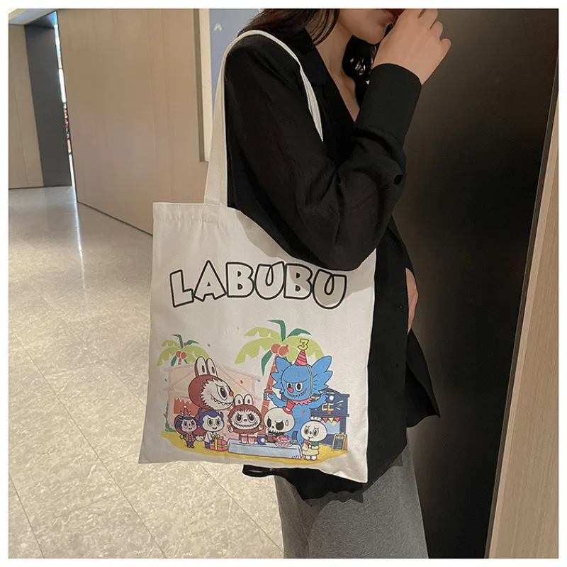Labubu-Canvas-Bag-Female-Labubu-Student-Cute-Cartoon-Shopping-Bag ...