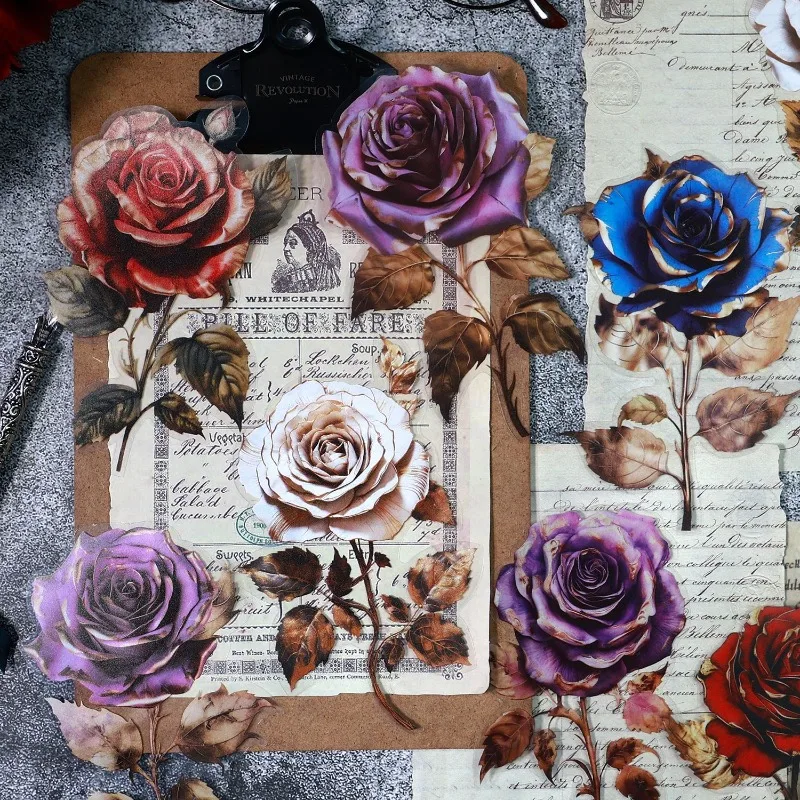 6sheets-Dark-Gothic-Rose-Stickers-Vintage-Junk-Journal-Sticker-DIY ...