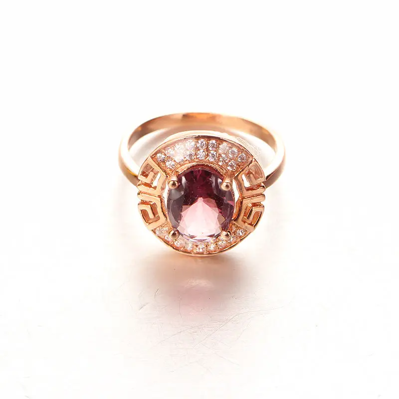 585 Purple Gold Smoke Gem Round rings for women Plated 14k Rose Gold ...