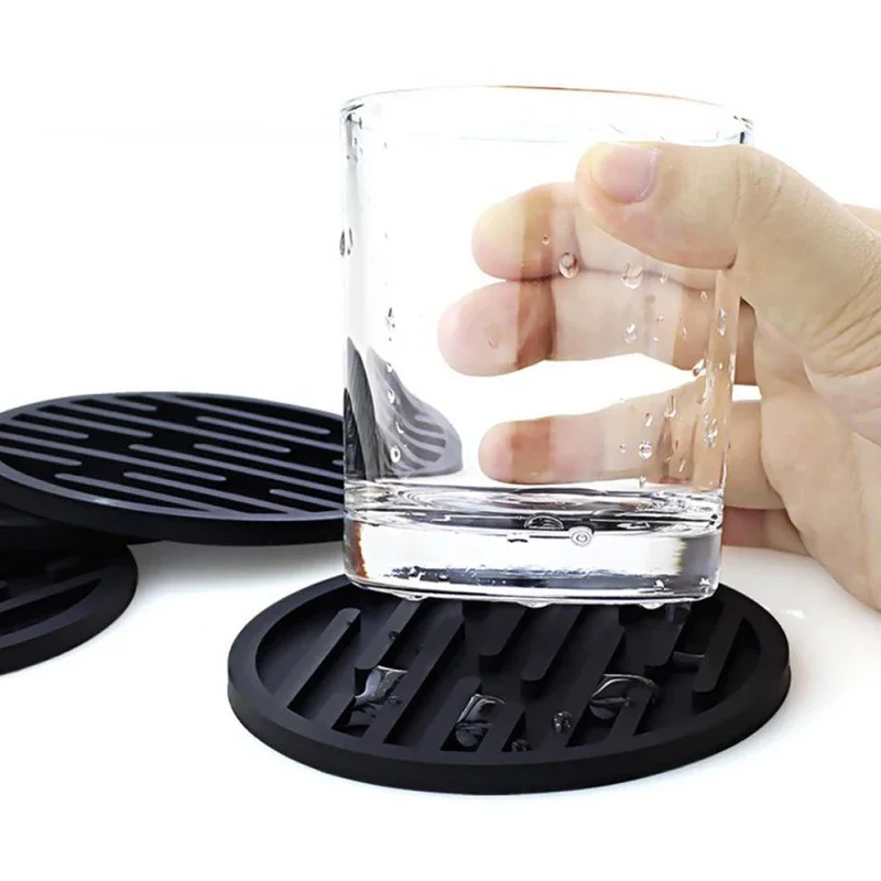 Silicone-Coasters-Round-Heat-Resistant-Rubber-Tea-Cup-Mat-Drink-Coffee ...