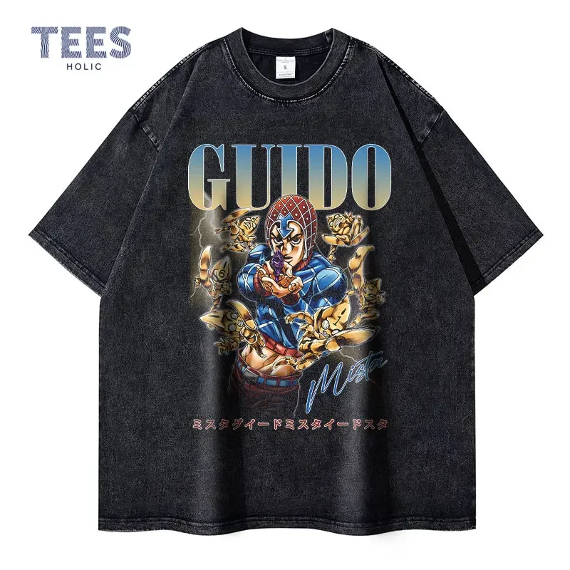 Guido-Mista-T-shirt-Sex-Pistol-Oversized-Vintage-Washed-Anime-JoJo-T ...