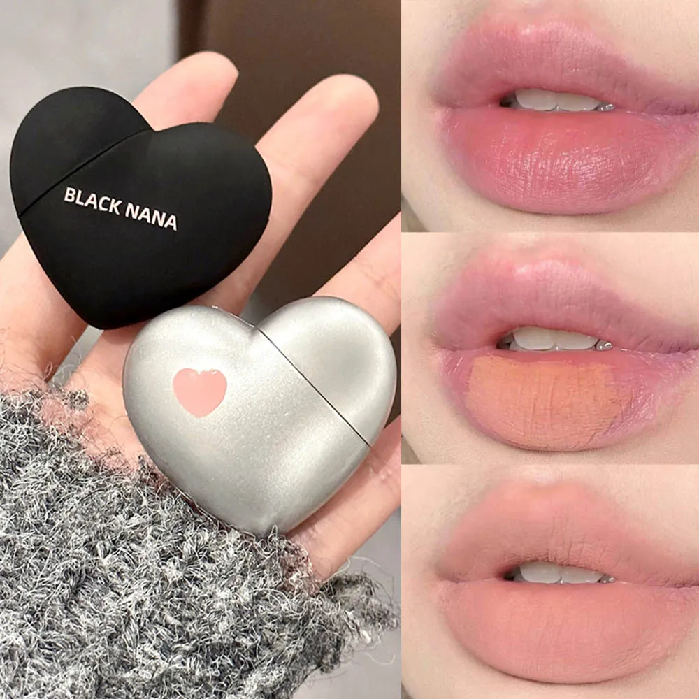 Mousse-labial-mate-en-forma-de-coraz-n-pigmento-negro-y-plateado-mate ...