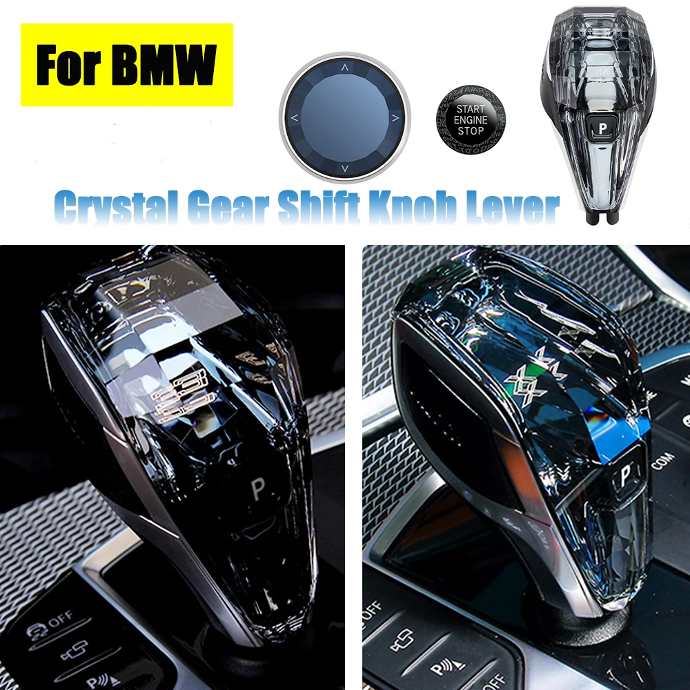Crystal 3 Piece Set Shift Knob Handle Short Rod Lever For BMW G20 G22 ...