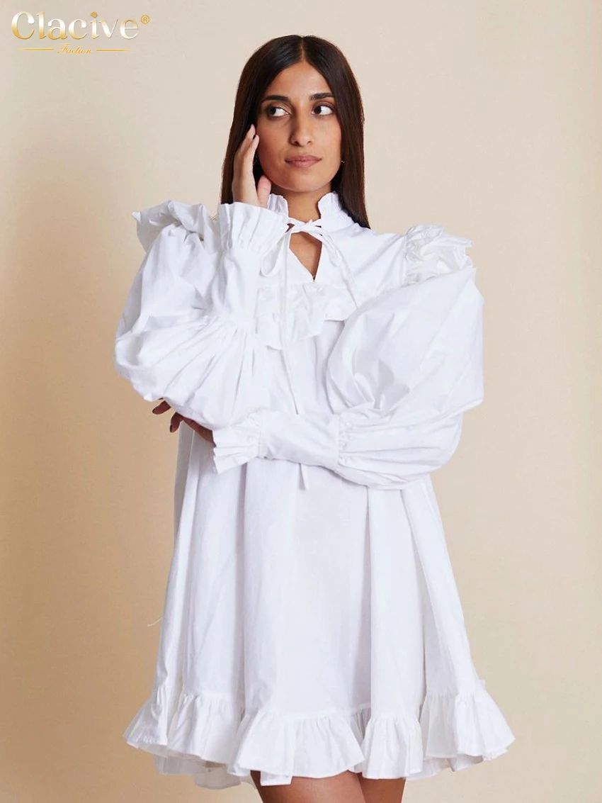 ClacMarkets-Mini-robe-pliss-e-manches-longues-pour-femmes-col-montant ...