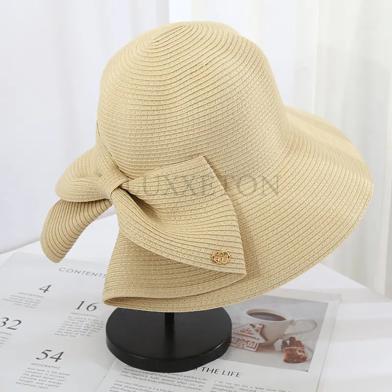 Wide-brimmed Hat Large Beach Hat Panama Women's Straw Hat UV Protection ...