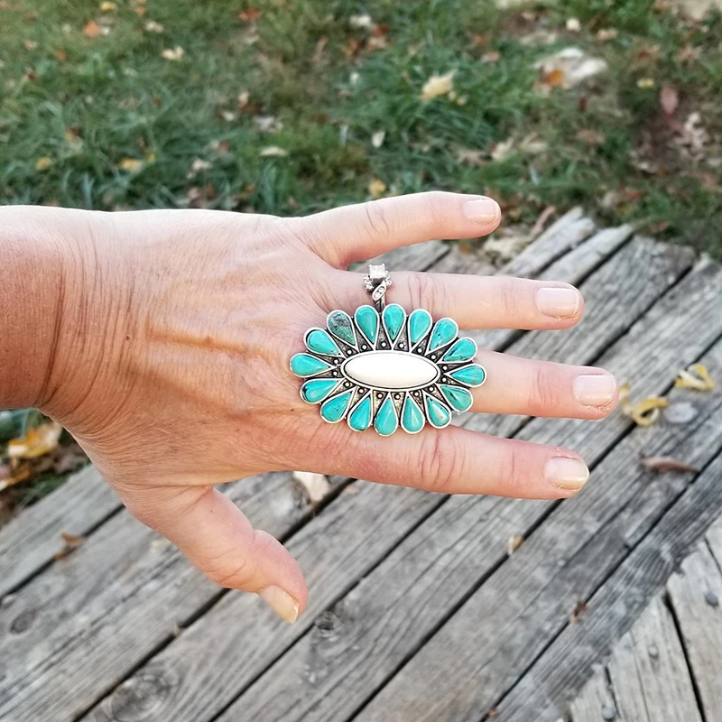 Minimal Design Boho Turquoise Ring for Women Female Crystal Knuckles N ...