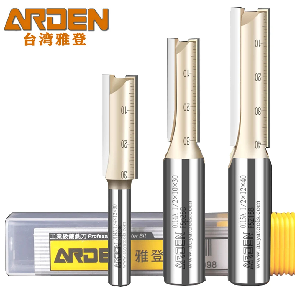 ARDEN Metric 2 Flute Straight Router Bit 1/4 1/2 Inch Shank 3-25mm ...