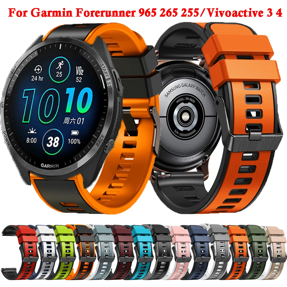 20mm 22mm Silicone Smartwatch Strap For Garmin Forerunner 965 265 255 ...