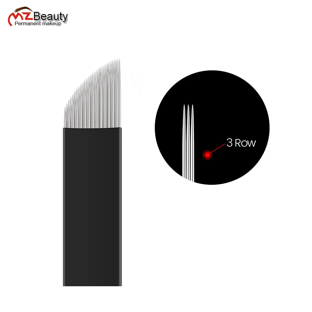 3 Row 28pins Slanted Microblading Shading Needle Blades Lip Blush Dia 0 ...