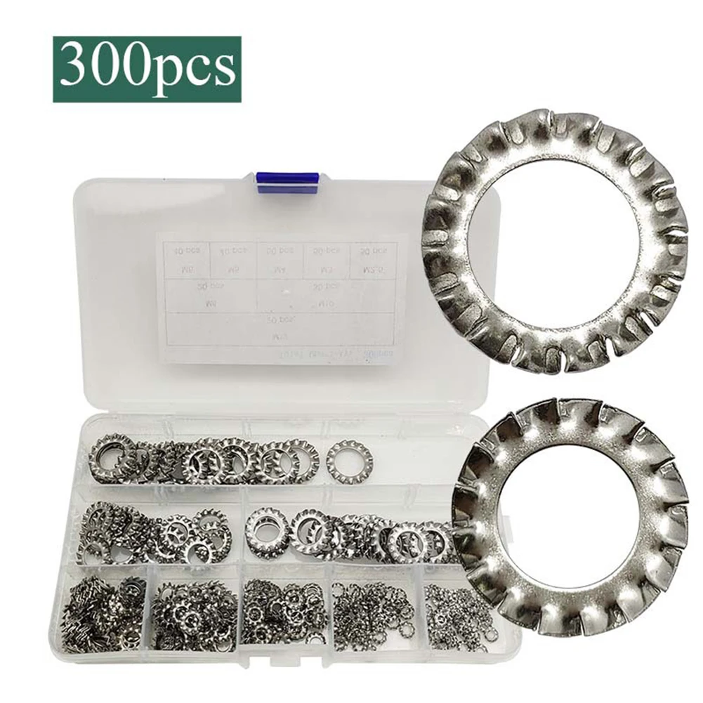 300pcs-Outer-Saw-Tooth-Washer-304-Stainless-Steel-Star-Lock-Washers ...