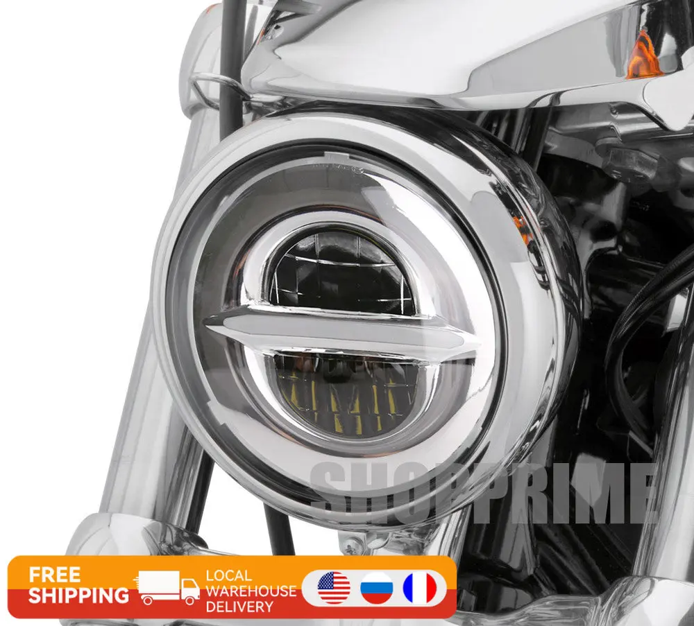 New style Chrome 5.75 Inch LED Headlight 5 3/4" led DRL 50W motorbike ...