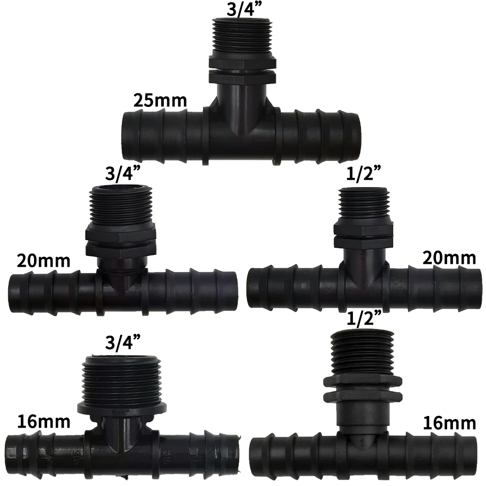 Oasis-4PCS-1-2-3-4-Threaded-16-20-25MM-PE-Hose-Barb-Tee-Connector ...