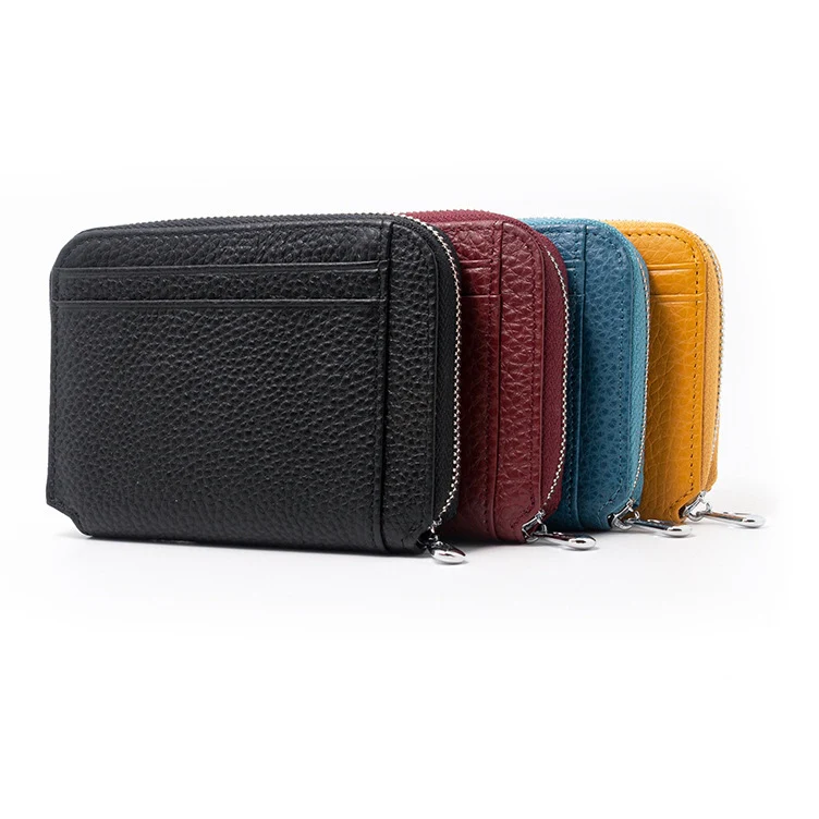 Genuine-Leather-Large-Capacity-Zipper-Card-Bag-Top-Layer-Cowhide-Coin ...