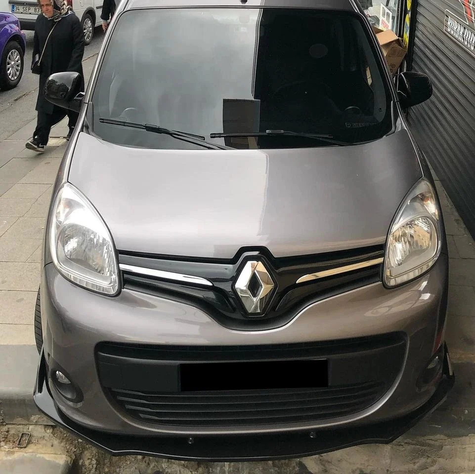 르노 Kangoo 프론트 립 프론트 범퍼 인서트 브라이트 블랙 3 피스 플라스틱 블랙 스플리터 디퓨저 립 바디 키트 스포일러 범퍼 르노 Kangoo 프론트 립 프론트 범퍼