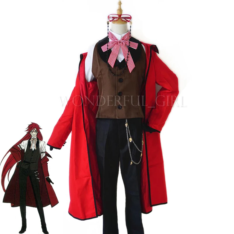 Full-Set-Anime-Black-Butler-Death-Shinigami-Grell-Sutcliff-Cosplay-Red ...