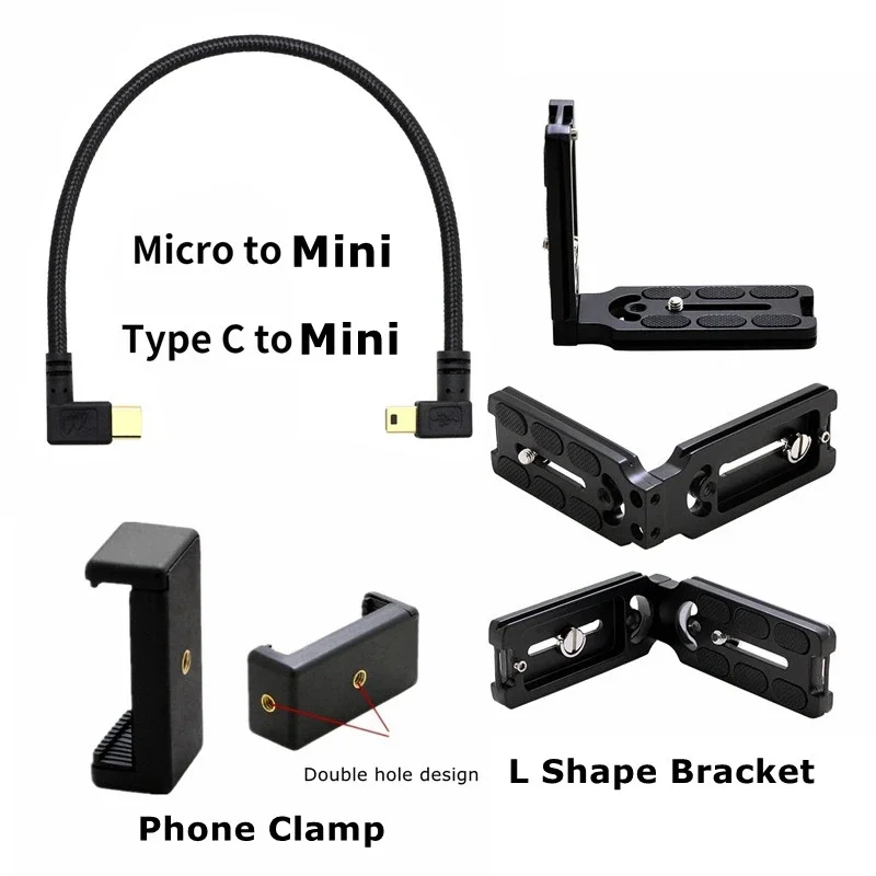 Double Angle Type C/Micro USB To Mini USB Live OTG Data Cable L Shape ...