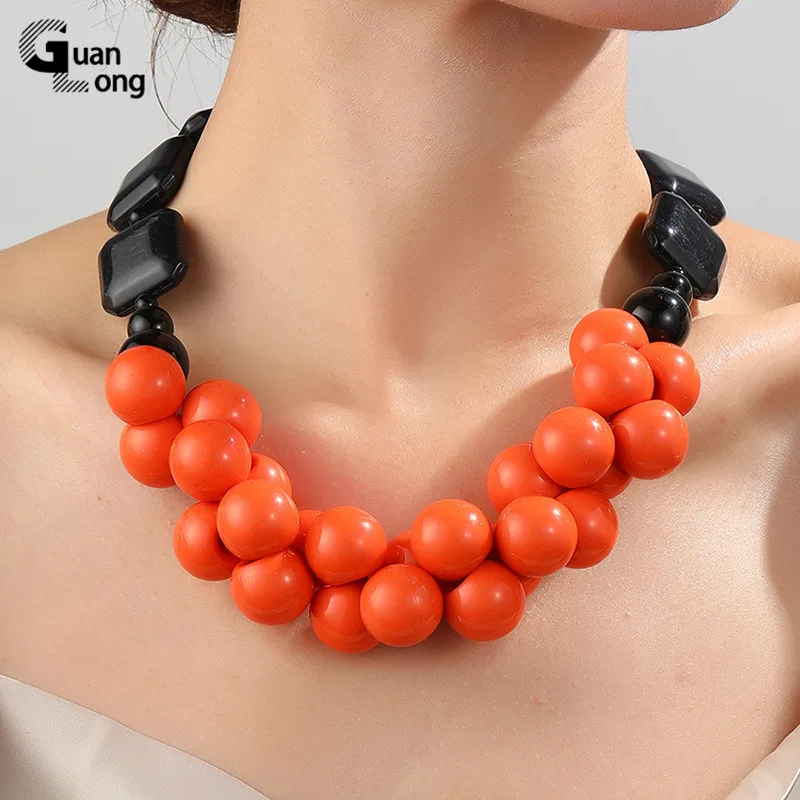 Guanlong Nieuwe Trendy Kralen Kettingen Grote Hanger Kettingen Voor ...