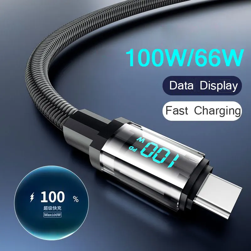 7A-100W-Digital-Display-PD-Fast-Charging-Type-C-to-Type-C-Cable-6A-66W ...