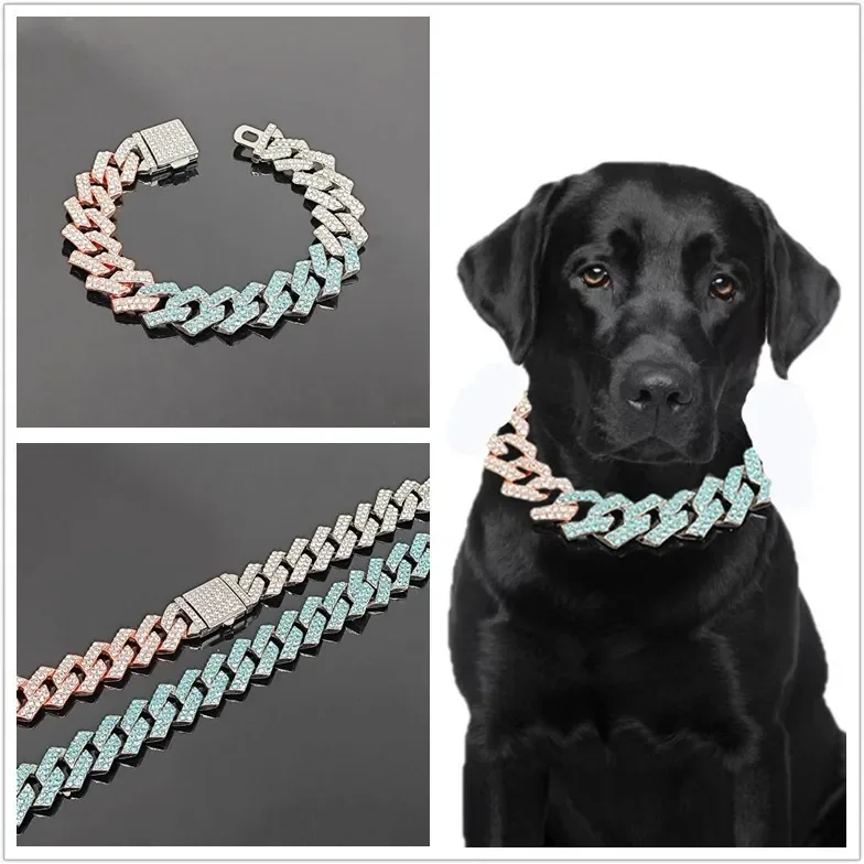 Bling-Full-Rhinestones-Cat-Dog-Chain-Collar-3tone-Color-Shining-15mm ...