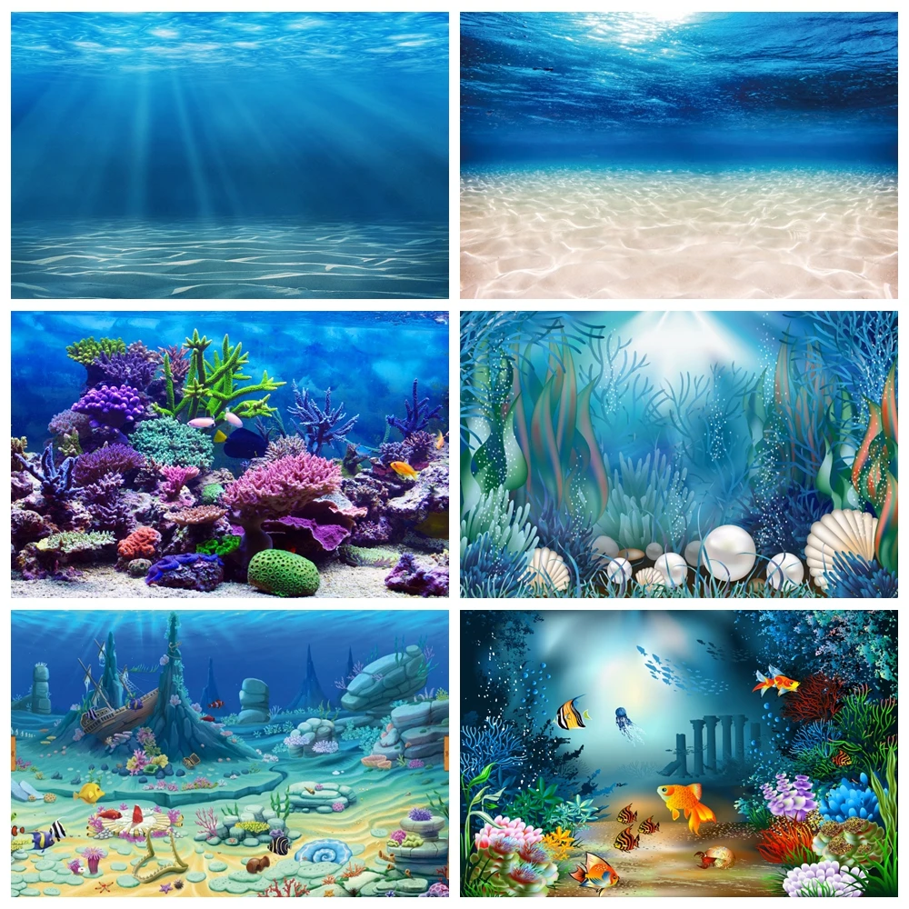 Underwater-World-Seabed-Photography-Backdrop-Decor-Ocean-Undersea-Fish ...