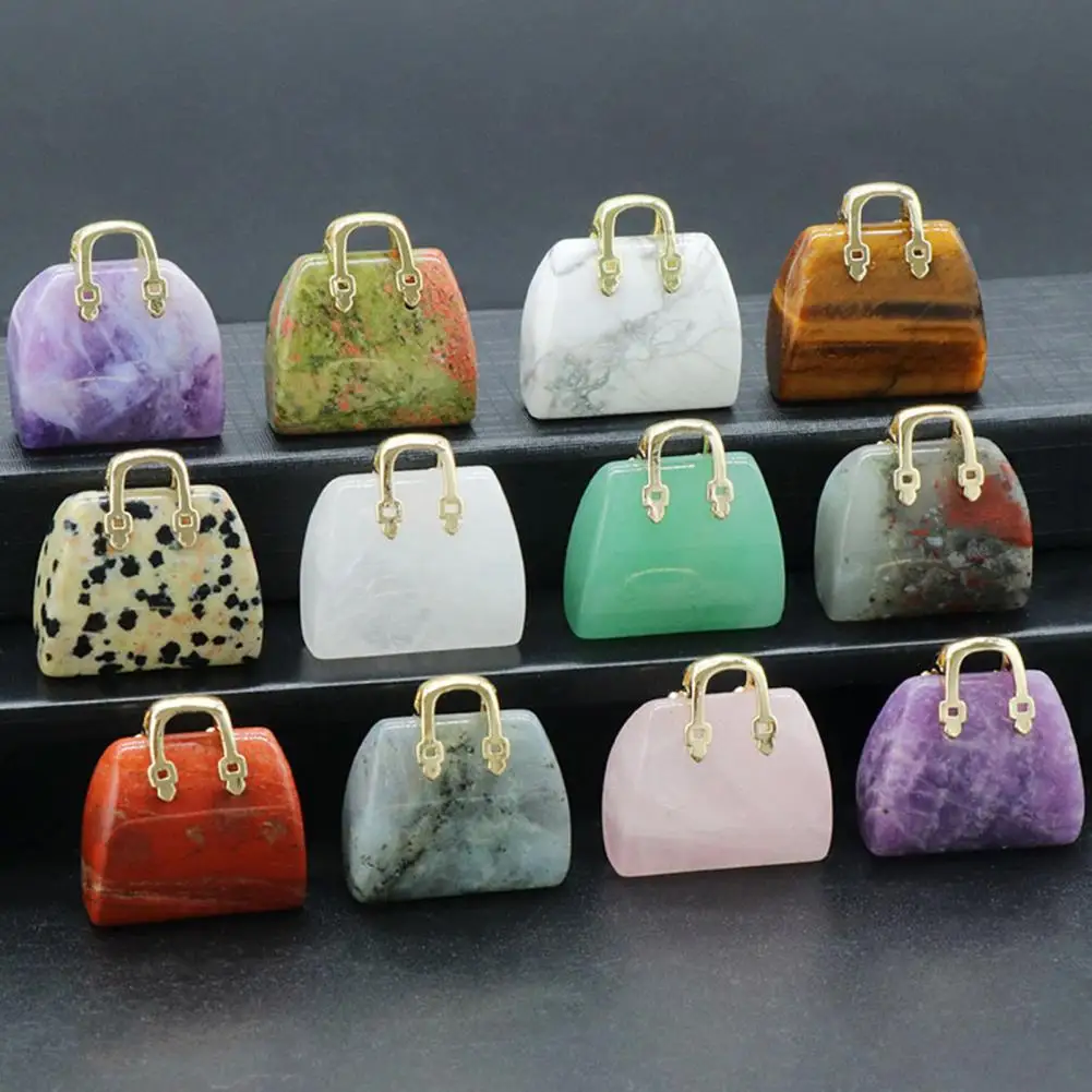 Handbag Model Statue Natural Stones Ornament Rose Quartz Opal Hand ...