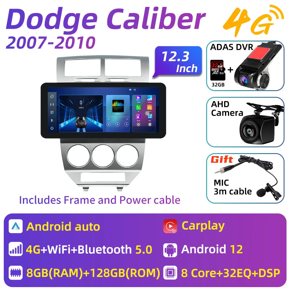 12-3-Inch-Carplay-2-Din-Android-Car-Radio-Stereo-for-Dodge-Caliber-2007 ...