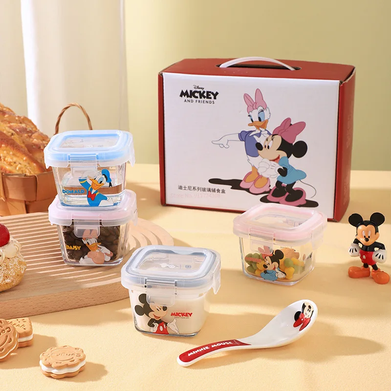 Disney-Anime-Lunch-Box-With-Lid-Mickey-Mouse-Cartoon-Glass-Round-Minnie ...