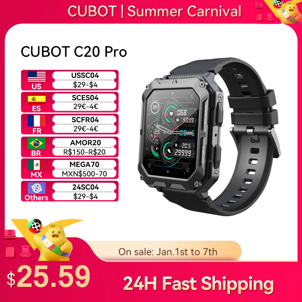 CUBOT-C20-Pro-SmartWatch-1-83-inch-IP68-Waterproof-Sport-Watch-for-Men ...