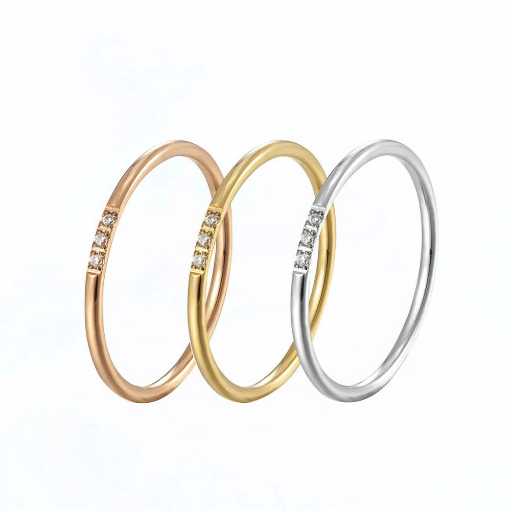 New-1-5MM-Thin-Titanium-Steel-Simple-Zircon-Rings-for-Women-Full-Round ...
