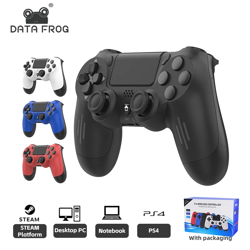 DATA FROG Bluetooth Compatible Wireless Controller For PS4 Slim Pro PC Vibration 6 Axis Motion ...