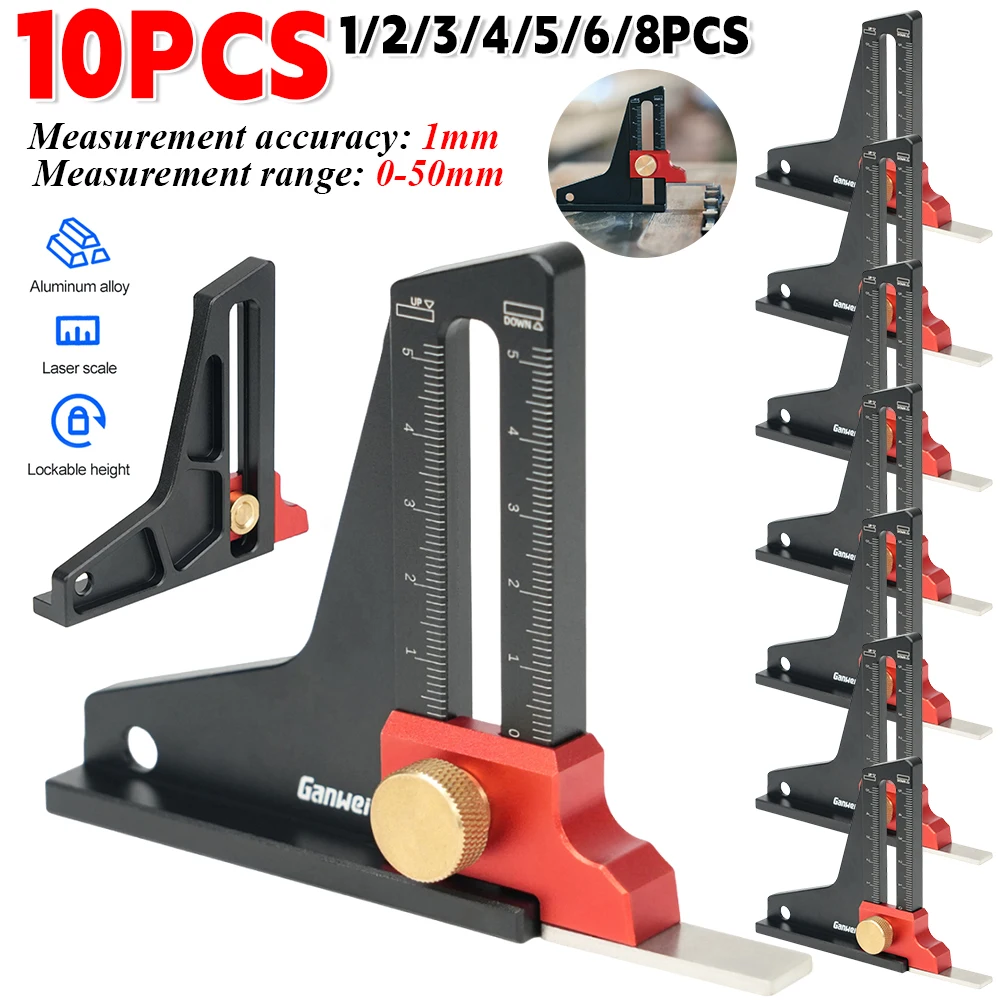 10-1PCS-Woodworking-Height-Gauge-Adjustment-Aluminum-Alloy-DIY-Tablesaw ...