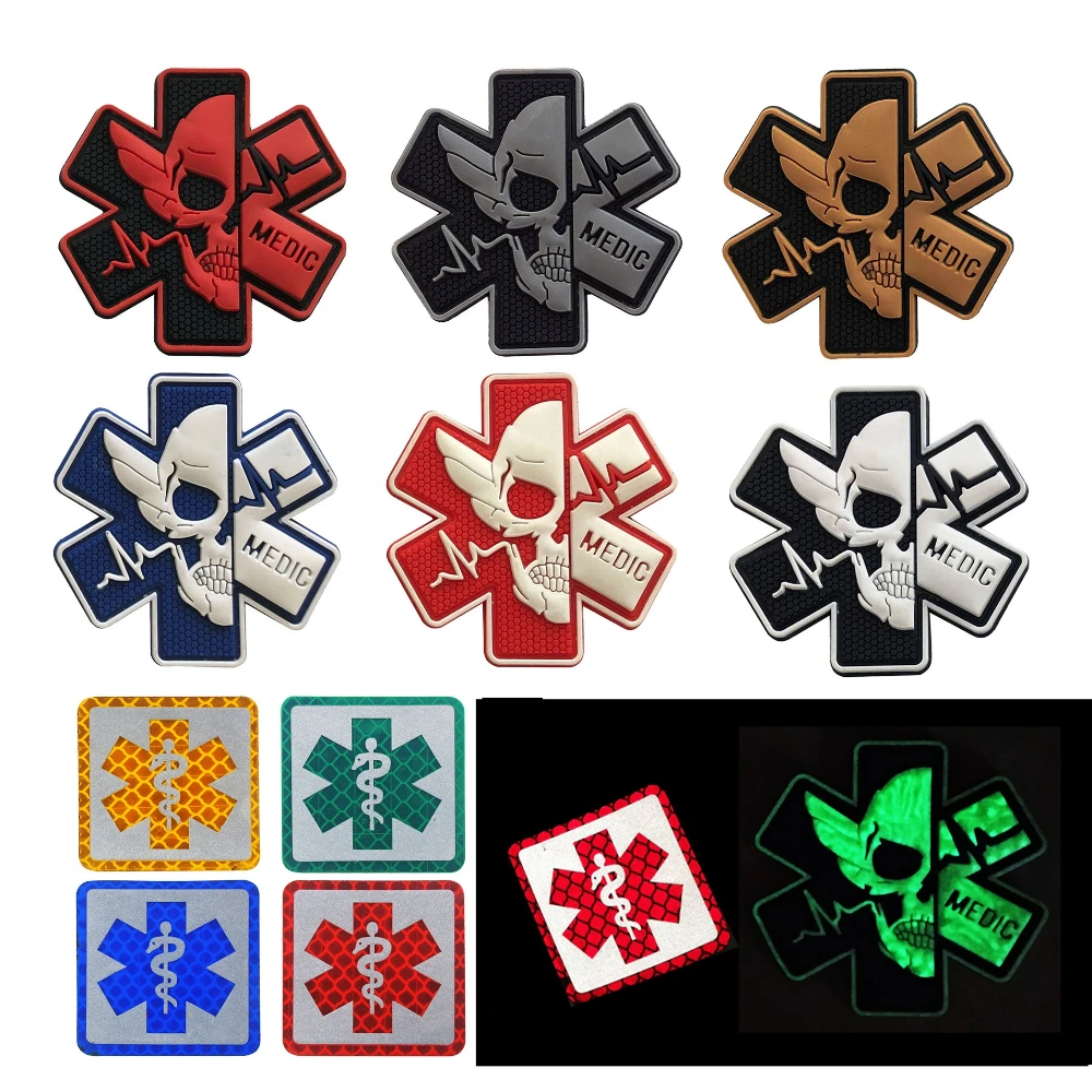 MEDIC-Skull-Crossbones-Medic-Tactical-Morale-Arm-Badge-PVC-Military ...