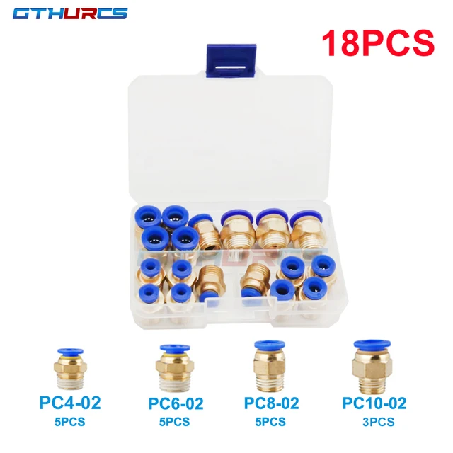 60 Pcs Pneumatic Fittings PC Air Quick Connector PC6-01 PC8-01 PC10-01 ...