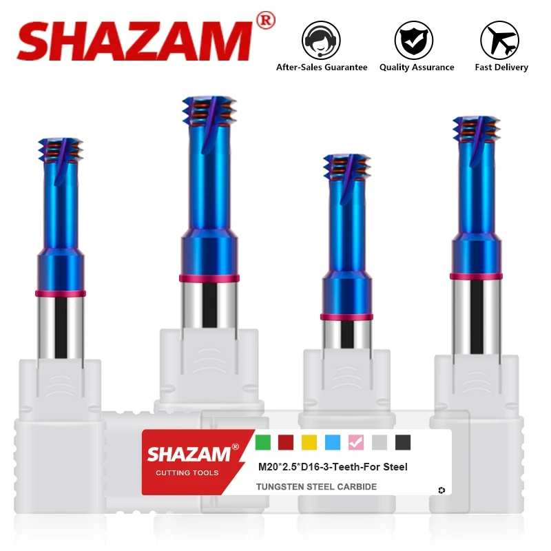 SHAZAM-HRC65-3-Teeth-Thread-Milling-Cutter-Tungsten-Steel-Carbide-Blue ...