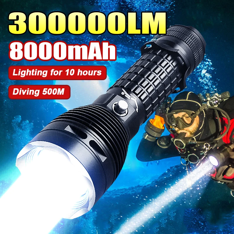 Powerful-Diving-Flashlight-Professional-Diving-Light-26650-Battery-IPX8 ...