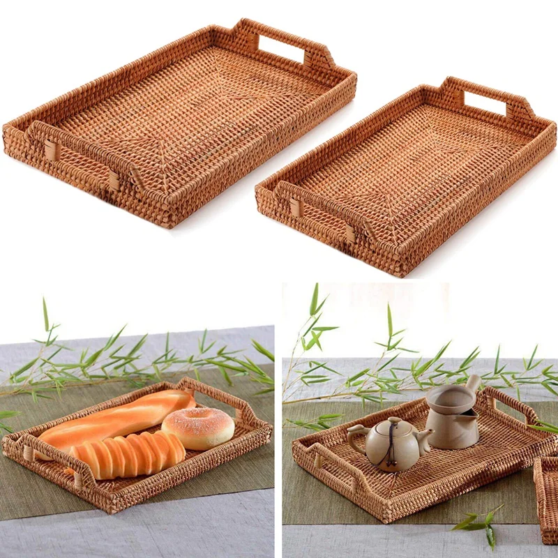 Rattan-Woven-Serving-Trays-With-Handle-Handmade-Woven-Tray-Snack-Plate ...