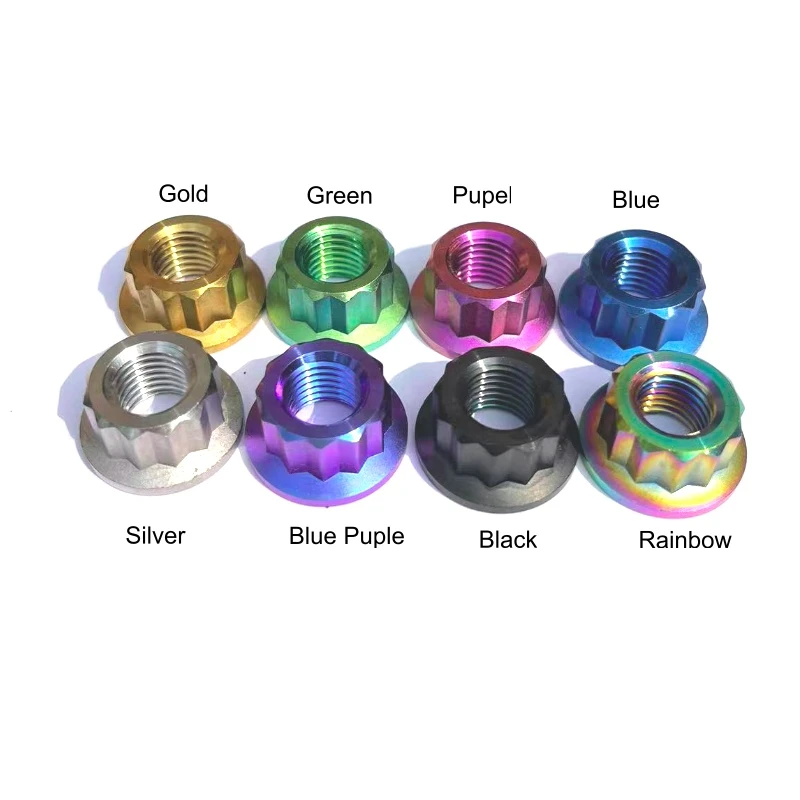 M7 M8 M10 Titanium 12Point Flange Nuts Din6923 Ti6Al4V Alloy For ...