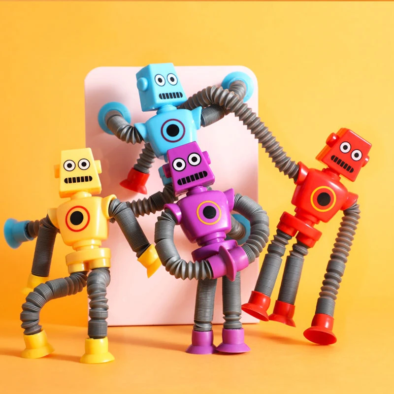 1-4Pcs-12cm-Changeable-Robot-Design-Pop-Tube-Bendable-Flexible-Toy-LED ...