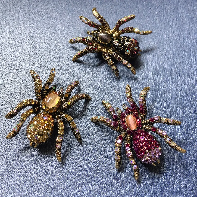 2023 New Rhinestone Spider Brooches For Women Luxury Designer Vintage ...