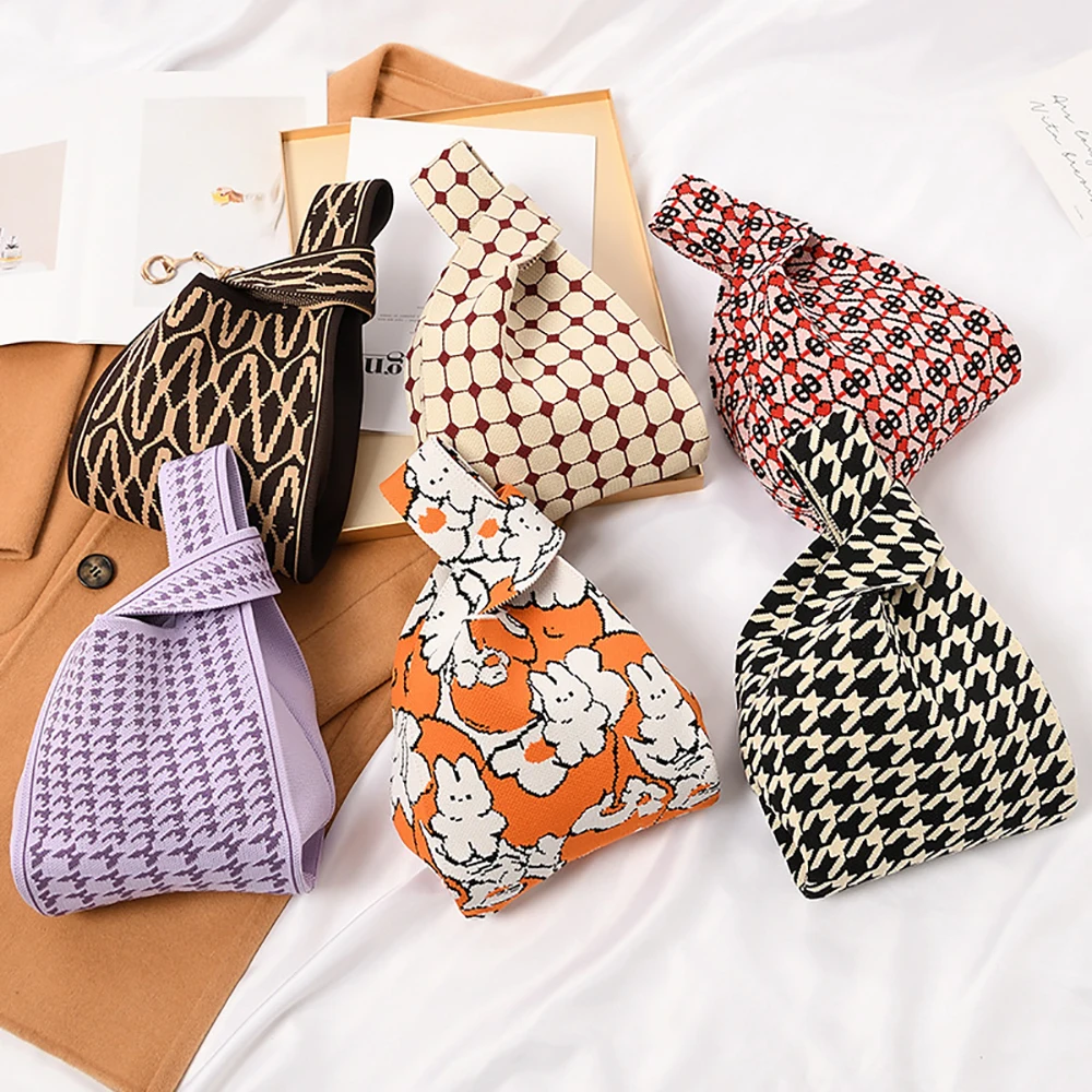 Handmade-Knit-Handbag-Women-Mini-Knot-Wrist-bag-Female-Casual-Color ...