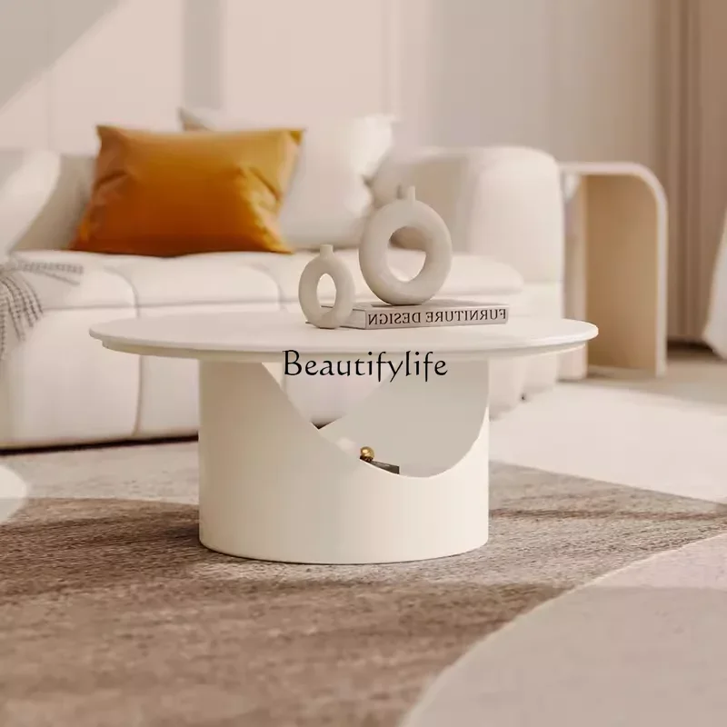 LJYFrench Cream Style Rock Slab Coffee Table for Small Living Rooms ...