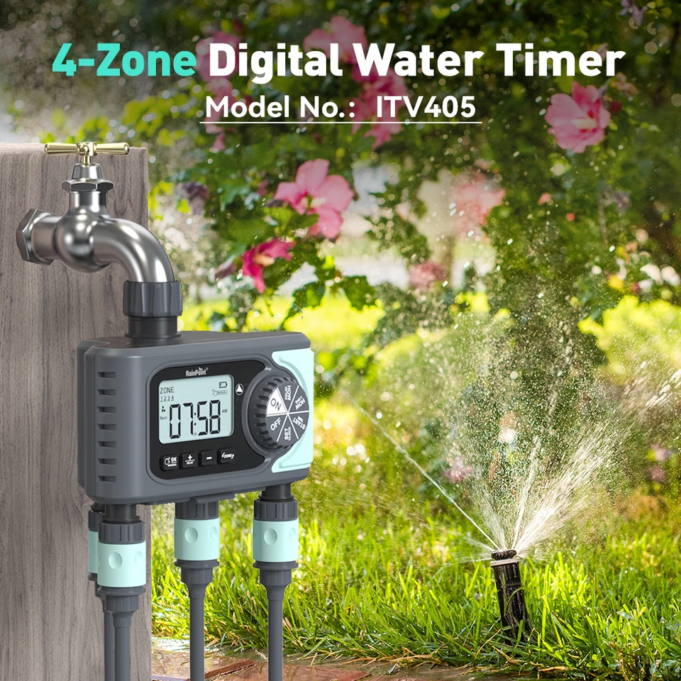 4 Port Hose Timer 4-Zone Water Timer With Metal Threads - Programmable ...