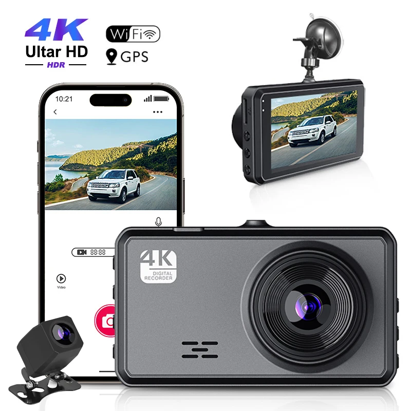 2-Channel-Car-DVR-GPS-Video-Recorder-WIFI-4K-Dash-Cam-for-Cars-Camera ...