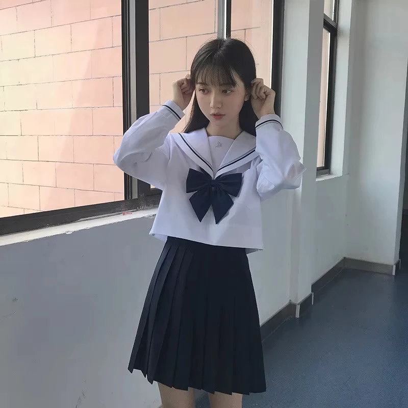 Japanese Korean School Uniforms Girls JK Uniform Long/Short Sleeve ...