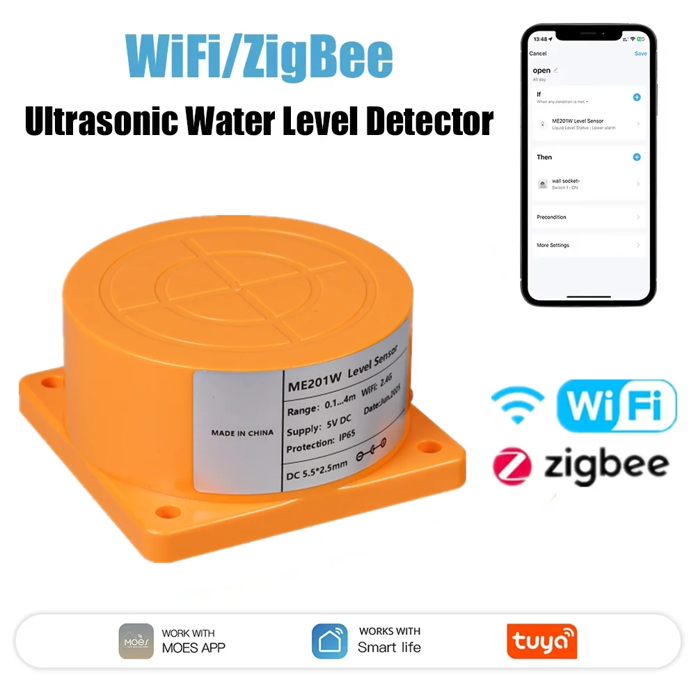 WiFi/ZigBee APP Liquid Level Sensor Ultrasonic Water Tank Monitor ...