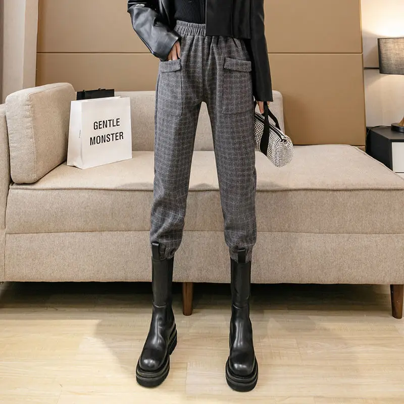 New Style Autumn and Winter Women's High Waist Elastic Slim Halun Pants ...