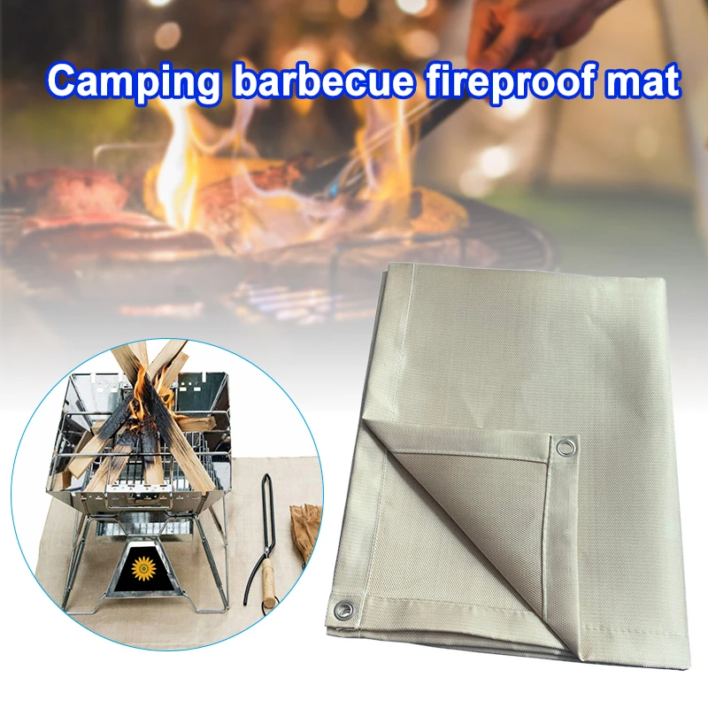 1PC-Barbecue-Fire-Mat-Camping-Fireproof-Cloth-Picnic-BBQ-Heat ...