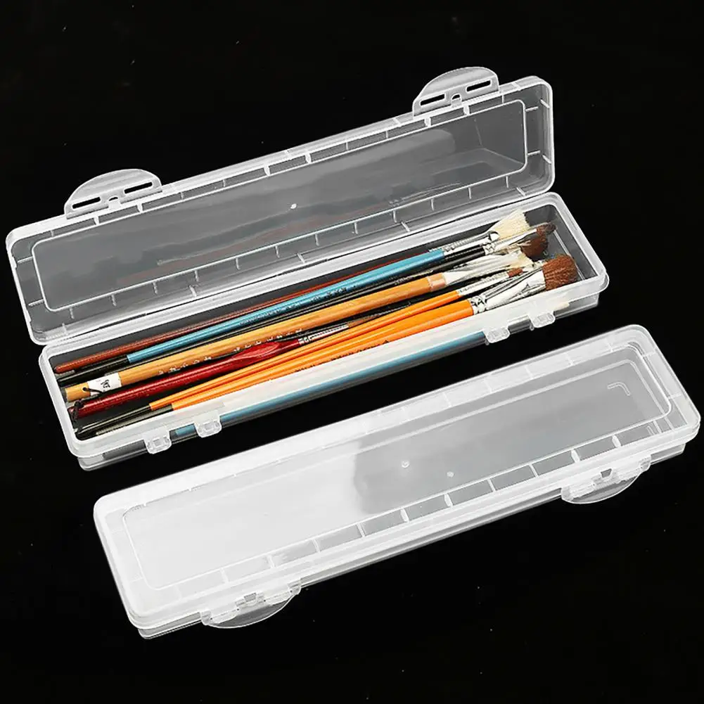 Transparent-Brush-Painting-Pencils-Storage-Box-Container-Plastic-Lidded ...