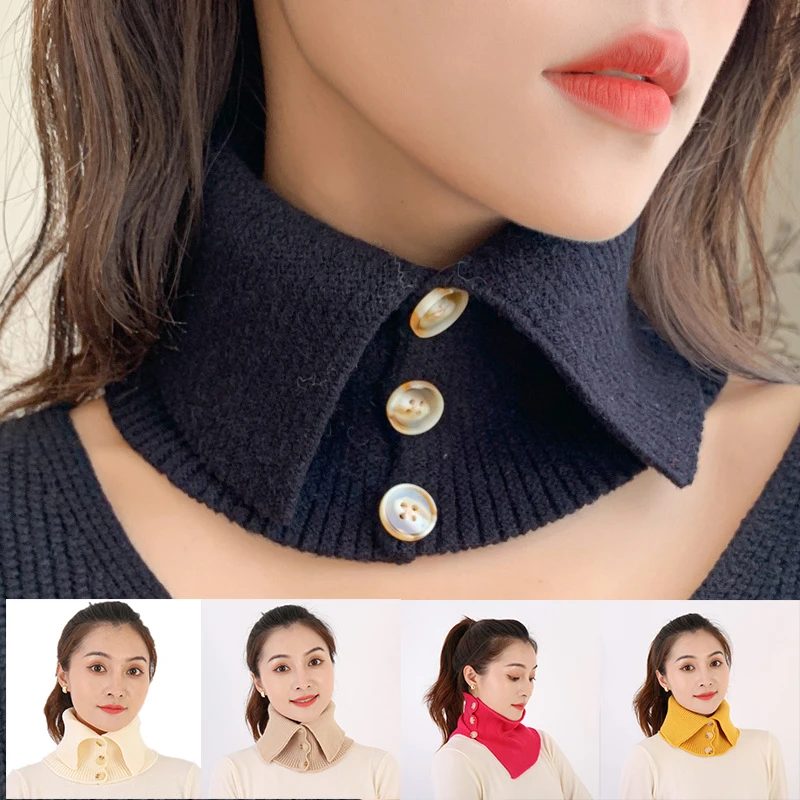 Fashion-Button-Fake-Collar-Warm-Knitted-False-Collars-Turtleneck ...