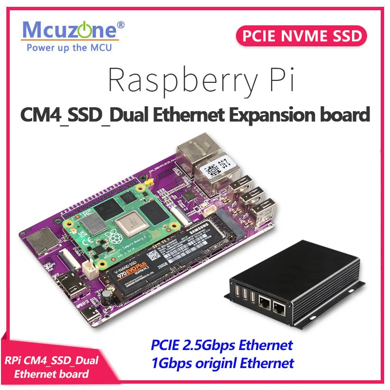 Raspberry Pi Cm4_ssd_daul Ethernet Expansion Board,pcie 2.5gbps Ethernet And 1gbps Originl ...